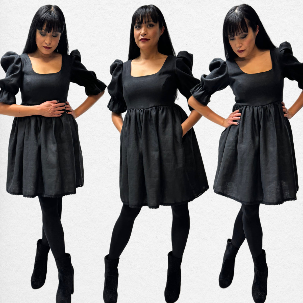 Maryanne Dress - Black Linen – Blackbird Studios Canada